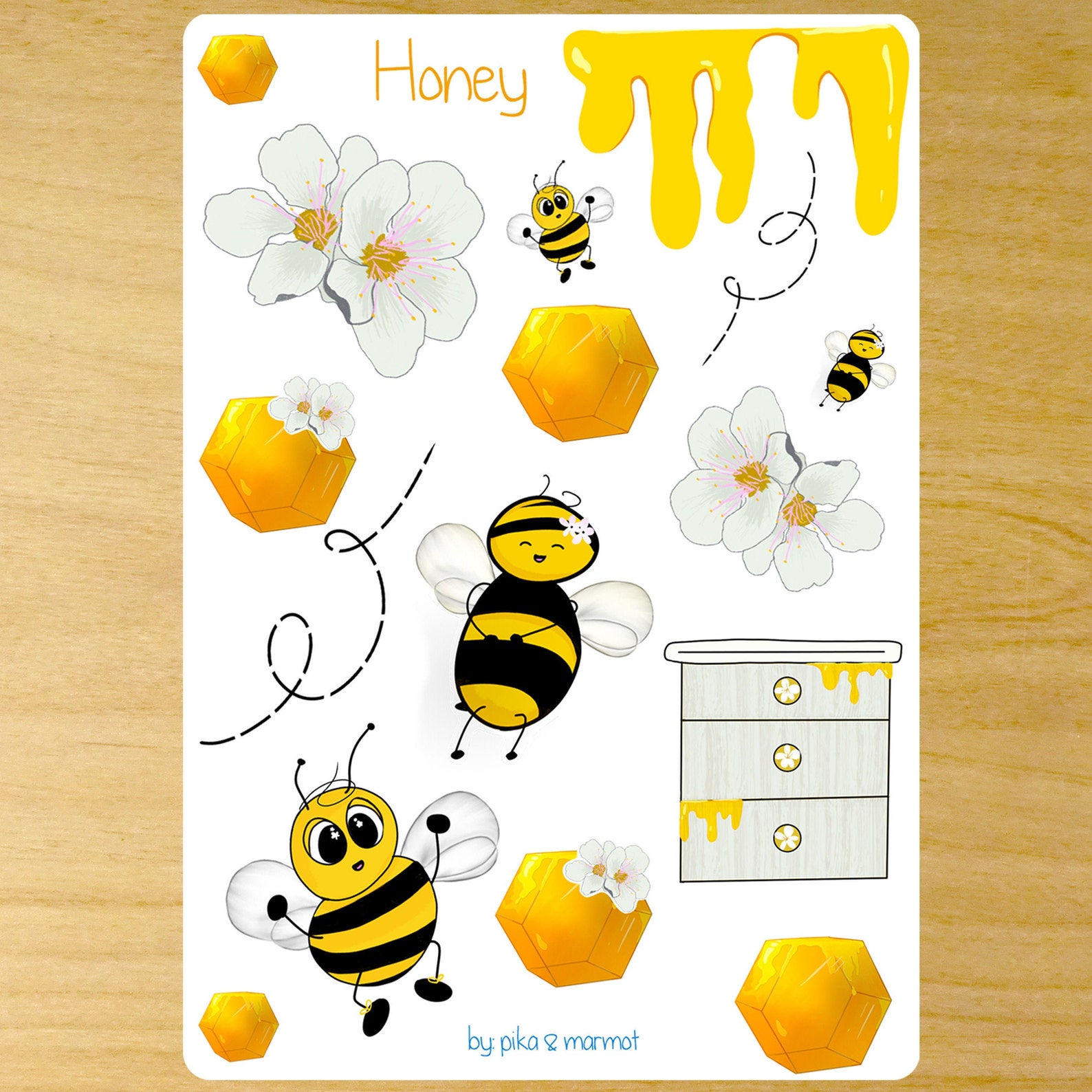 Cute Bee Stickers Bee Scrapbooking Stickers Bee Planner - Etsy