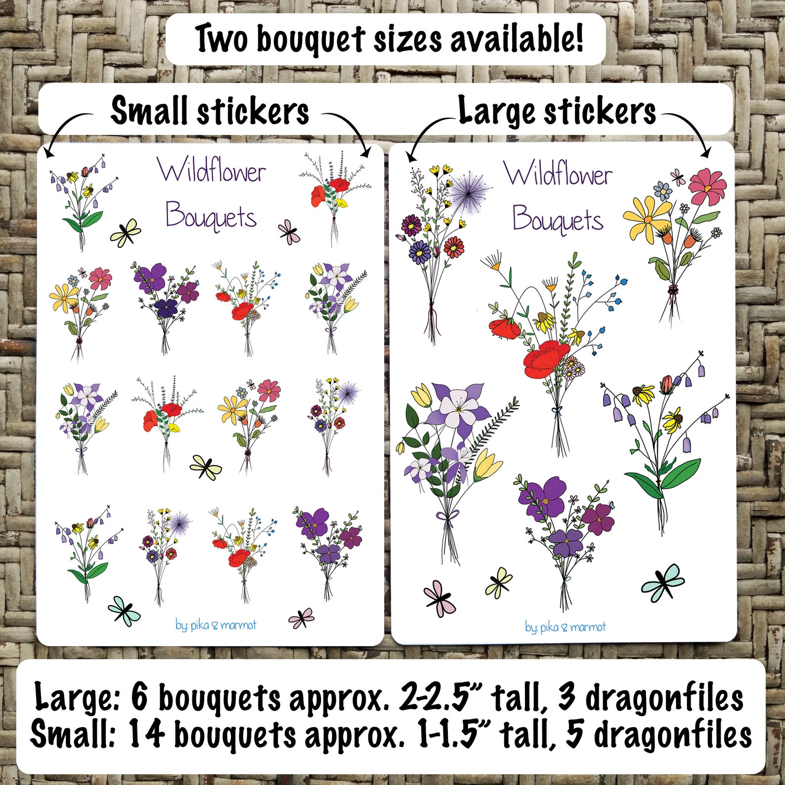 Small Wildflower Stickers, Floral Bullet Journal Stickers, Bouquet ...