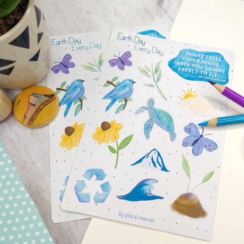 Nature Sticker Sheet Earth Day Stickers Earth Day Gifts - Etsy