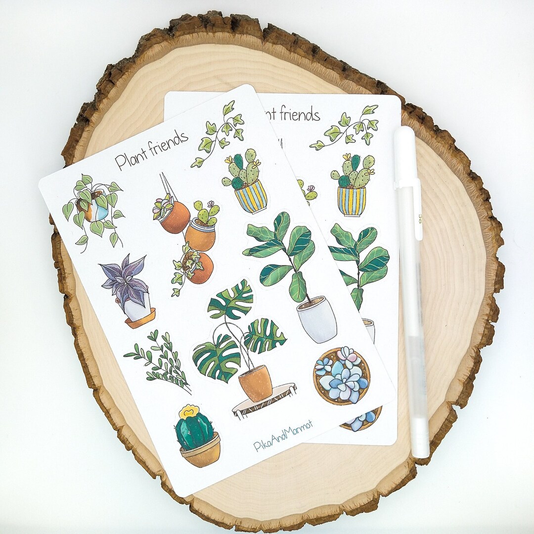 House Plant Sticker Sheet, Plant Stickers for Journaling, Plant Friend ...