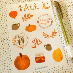Fall Sticker Sheet, Cozy Fall Stickers, Fall Bullet Journal Stickers ...
