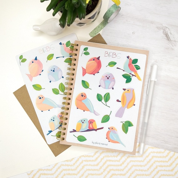 Cute Bird Stickers Bird Sticker Sheet Birb Stickers Nature | Etsy
