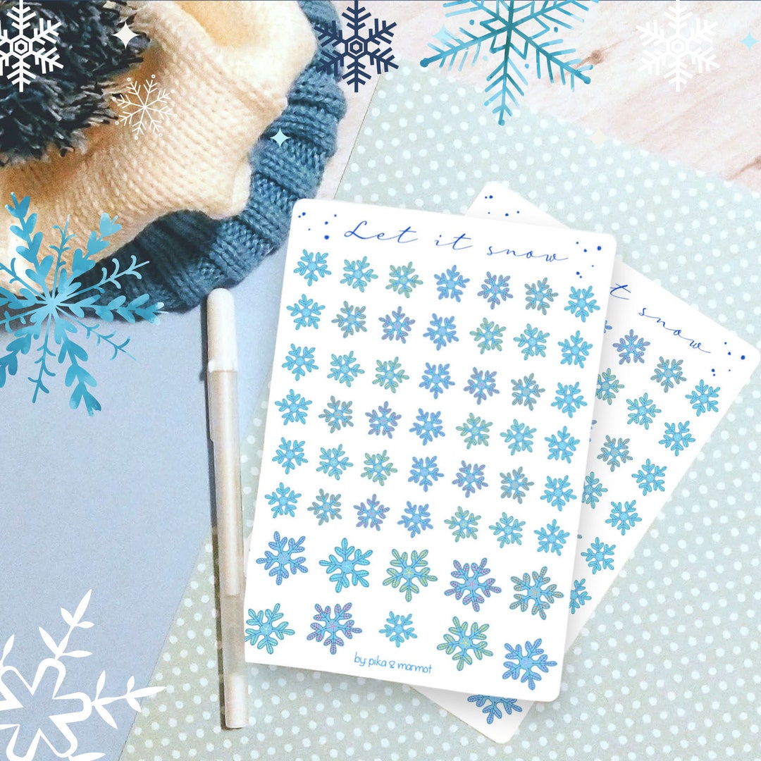 Snowflake Stickers, Snow Stickers, Winter Sticker Sheet, Holiday ...