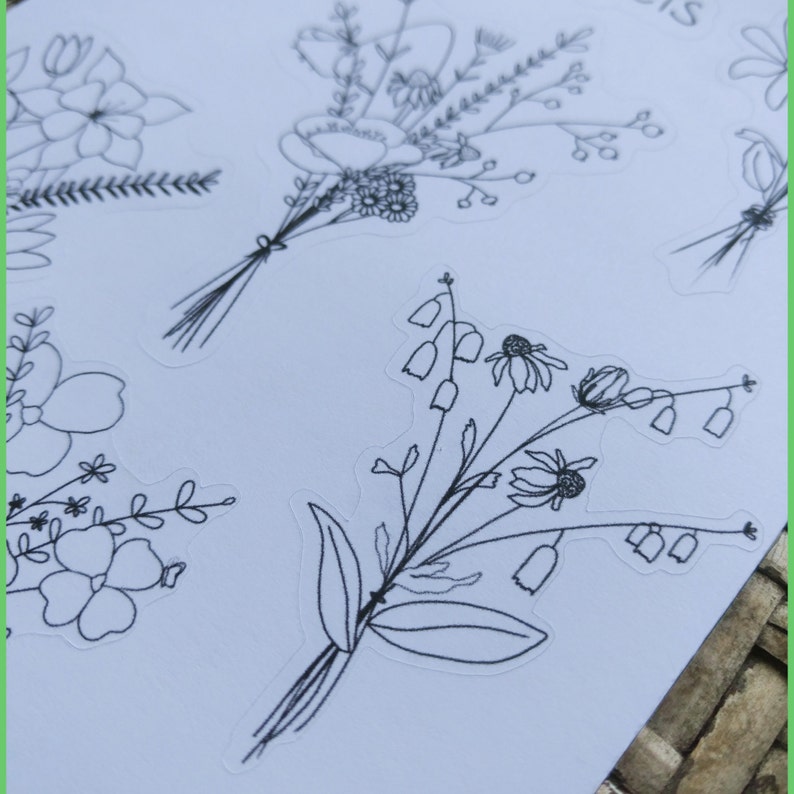 Coloring Planner Stickers Adult Coloring Stickers Flower - Etsy