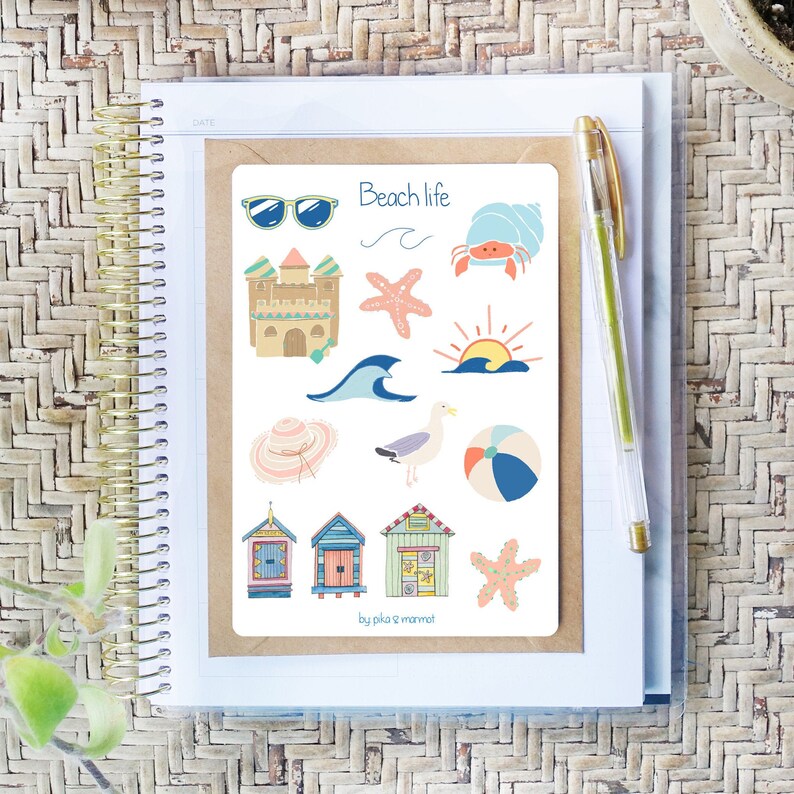 Beach Vacation Stickers, Cute Beach Stickers, Beach Day Planner ...