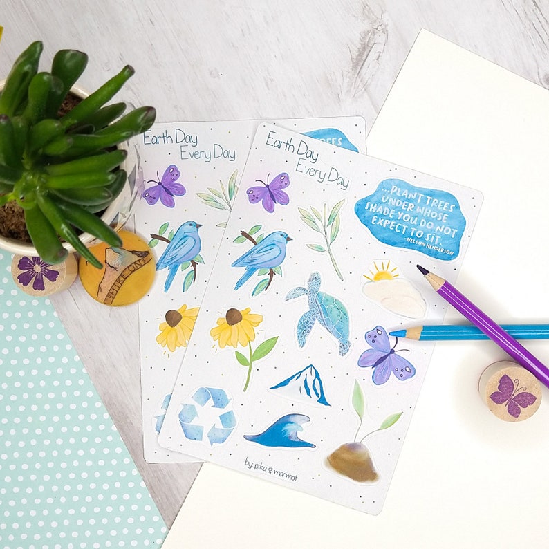 Nature Sticker Sheet Earth Day Stickers Earth Day Gifts - Etsy