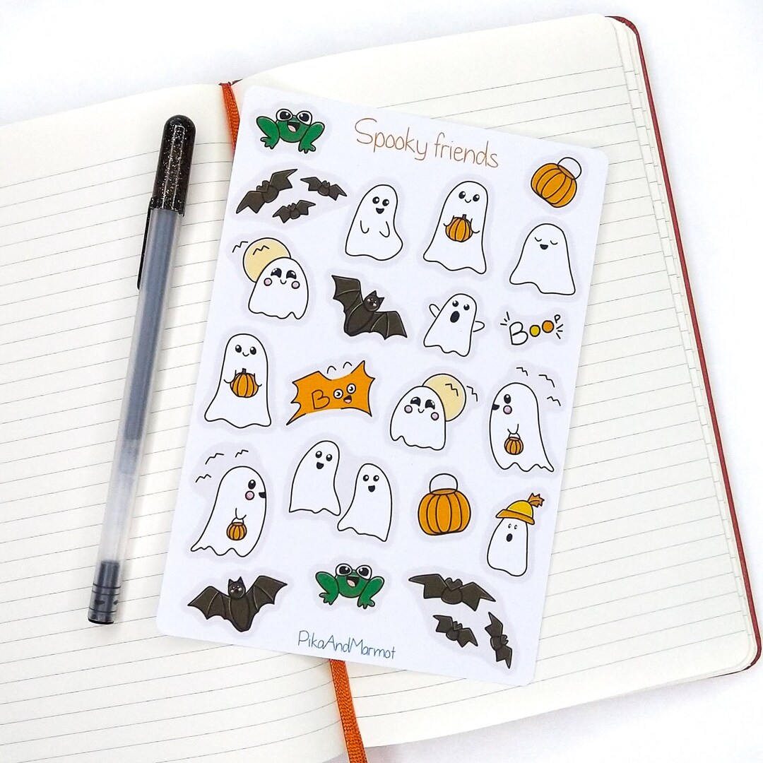 Spooky Cute Halloween Stickers, Cute Ghost Sticker Sheet, Fall Sticker ...