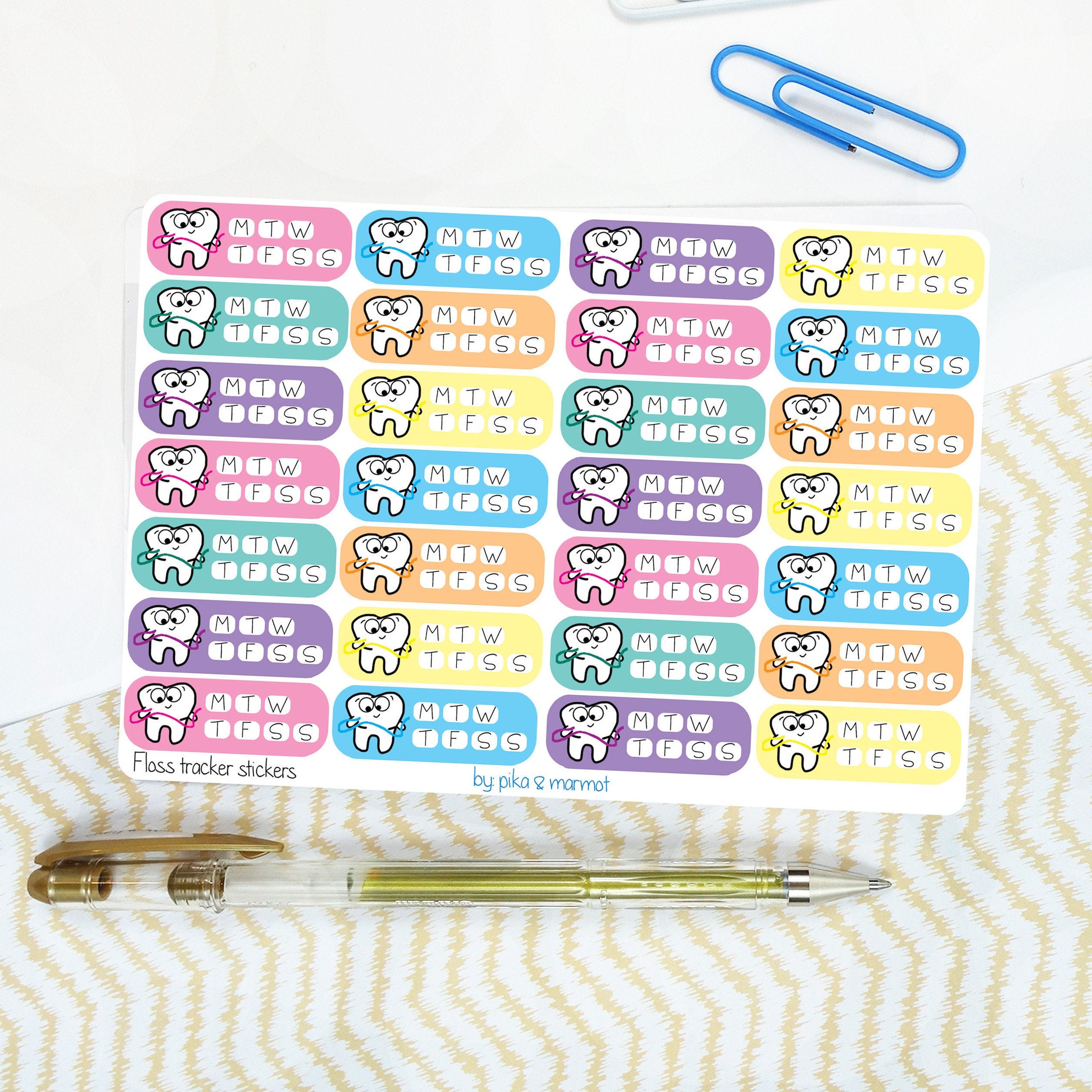 Floss Stickers Dental Sticker Habit Tracker Stickers Floss | Etsy