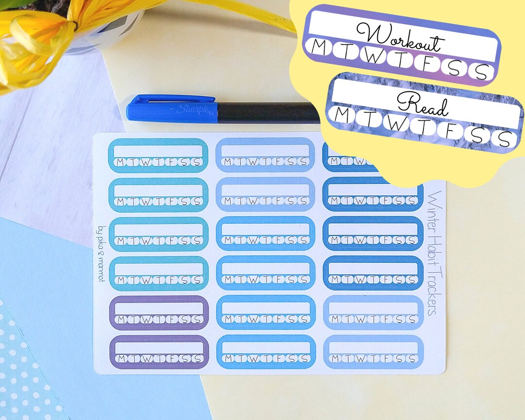 Planner Habit Tracker Stickers, Weekly Habit Tracker, Winter Planner ...