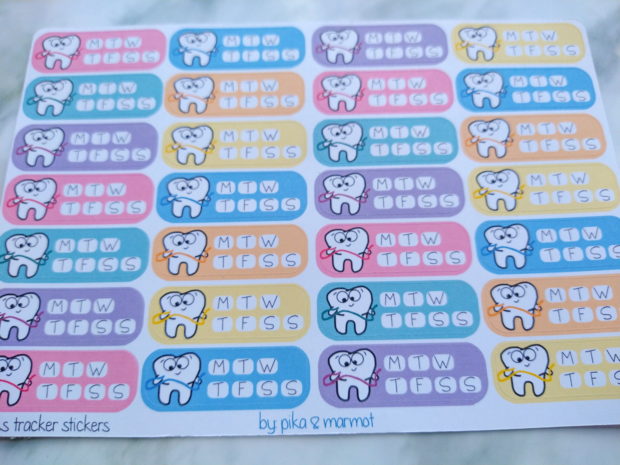 Floss Stickers, Dental Sticker, Habit Tracker Stickers, Floss Tracker ...