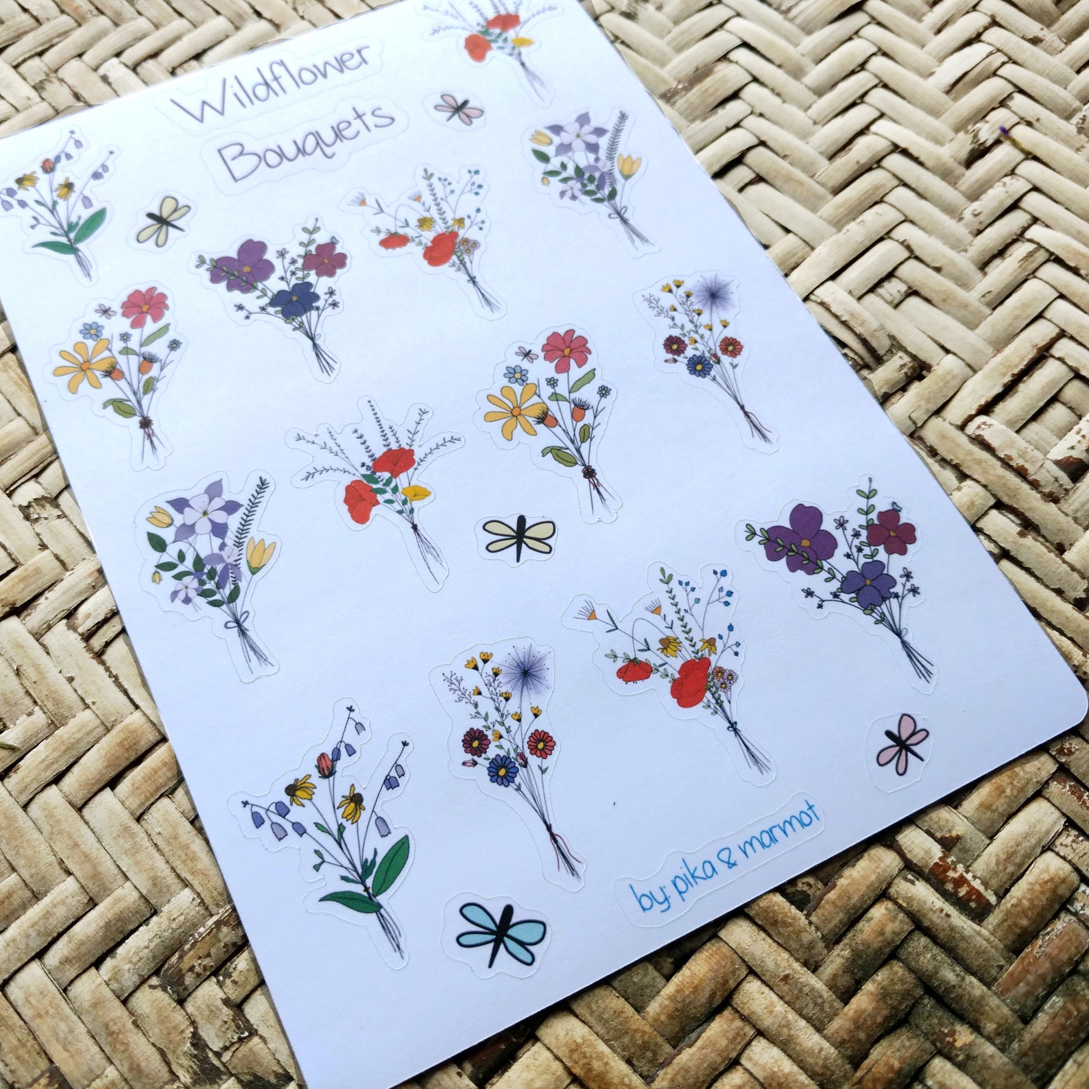 Wildflower Stickers, Floral Bullet Journal Stickers, Bouquet Stickers ...