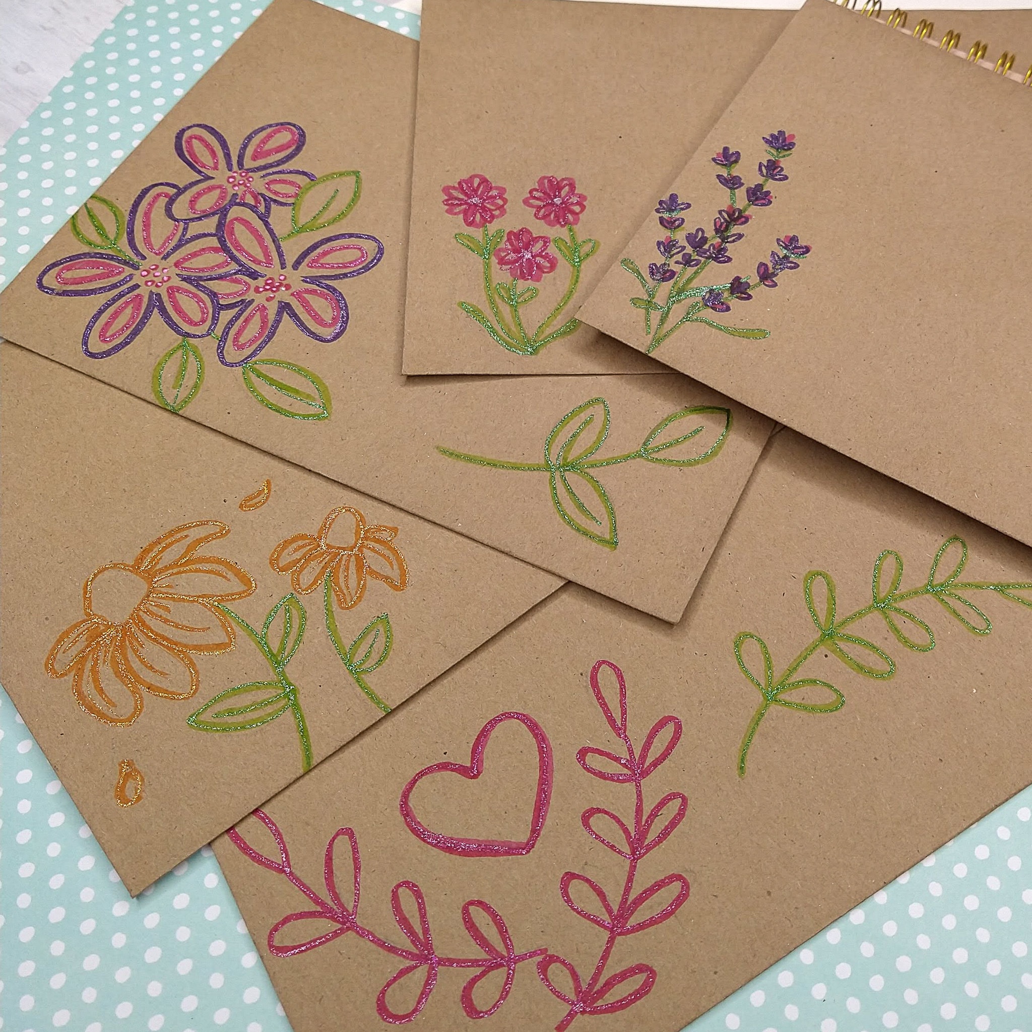 SET of 5 hand-decorated envelopes Hand-drawn envelopes Snail | Etsy