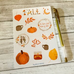 Fall Sticker Sheet, Cozy Fall Stickers, Fall Bullet Journal Stickers ...
