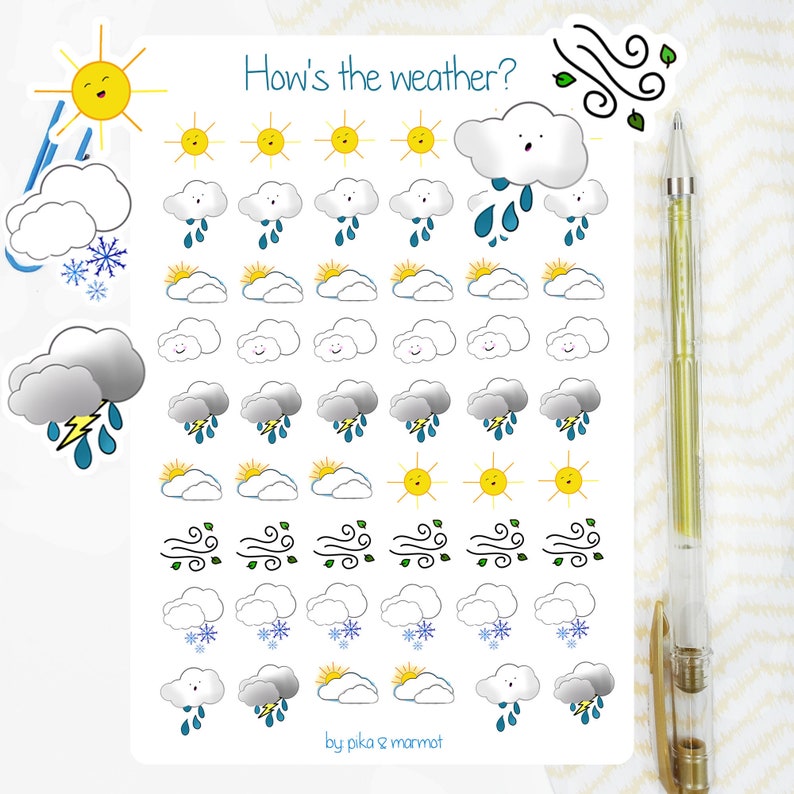 Weather Planner Stickers Weather Stickers Weather Tracking - Etsy