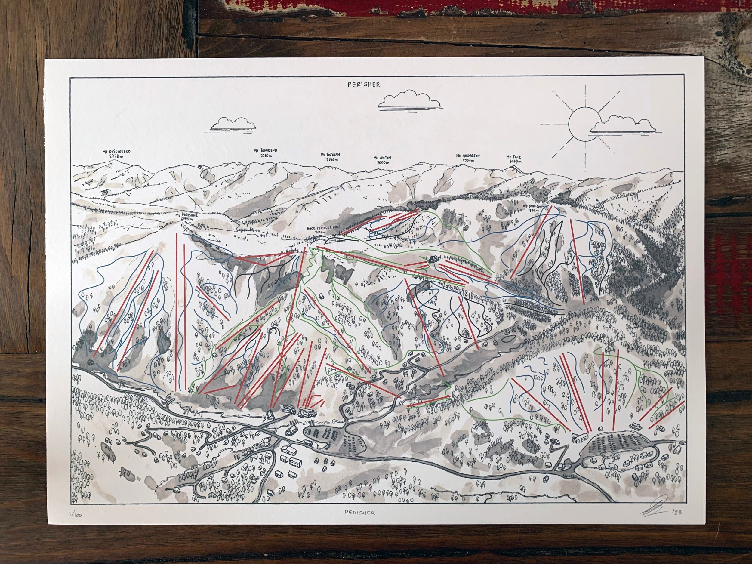 Perisher Ski Map | Australian Ski Map | Hand Drawn Print - Etsy Australia