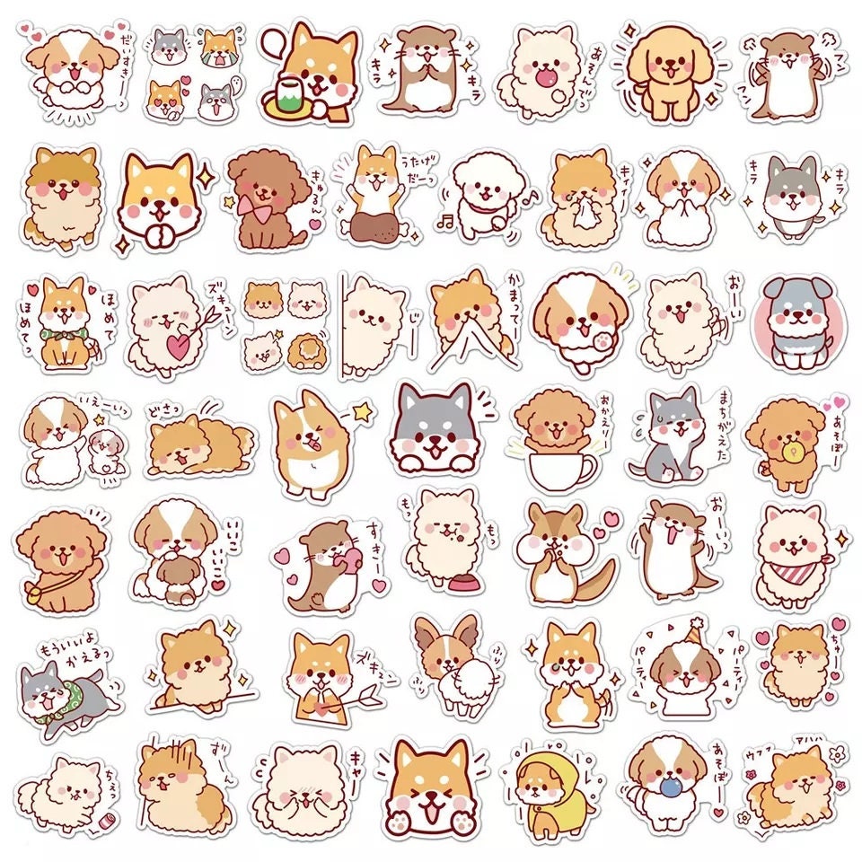50 Pcs, Cute, Puppy Stickers, Dog Stickers, Sticker Pack, Kawaii - Etsy