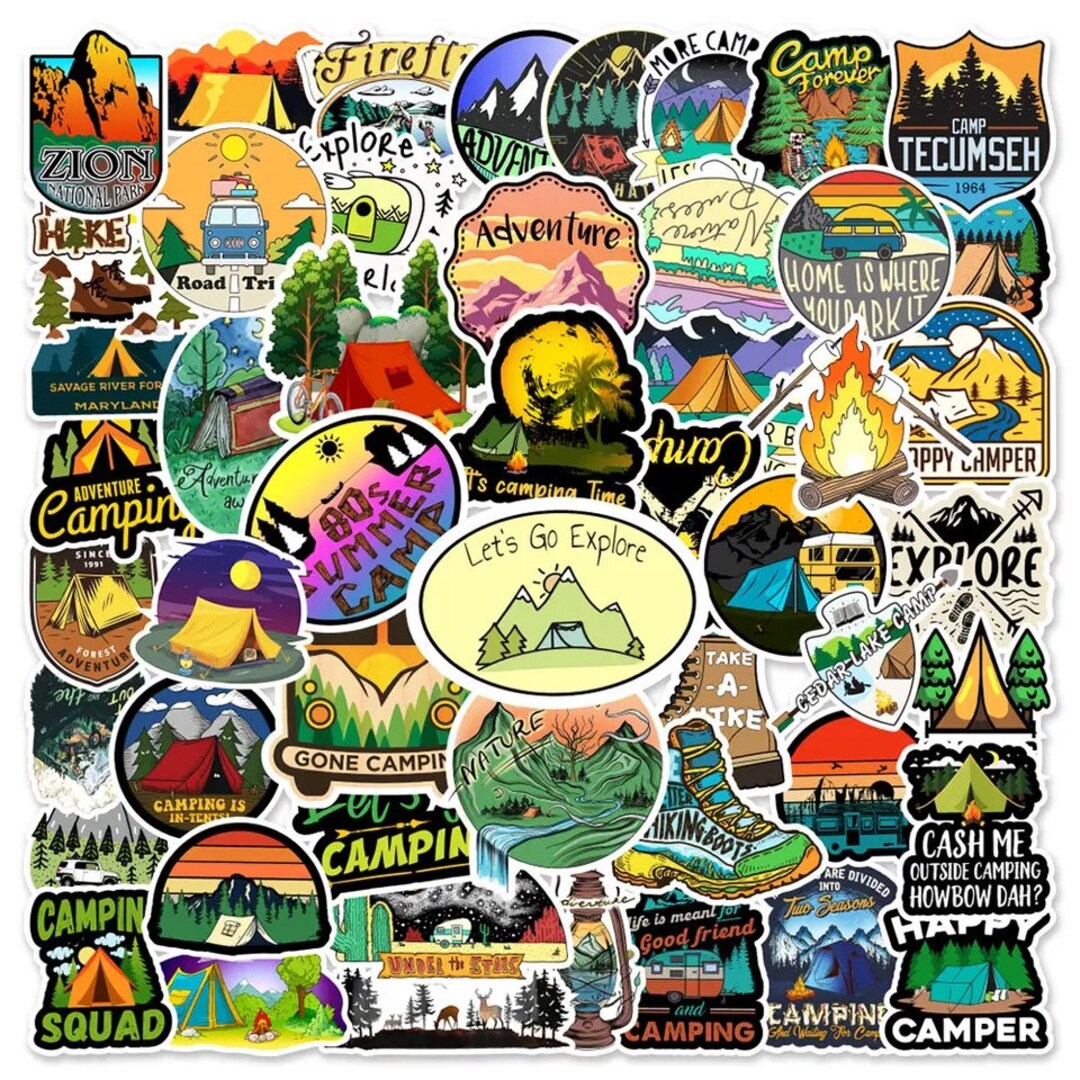 50 Pcs, Adventure, Camping Stickers, Outdoors Sticker Pack - Etsy