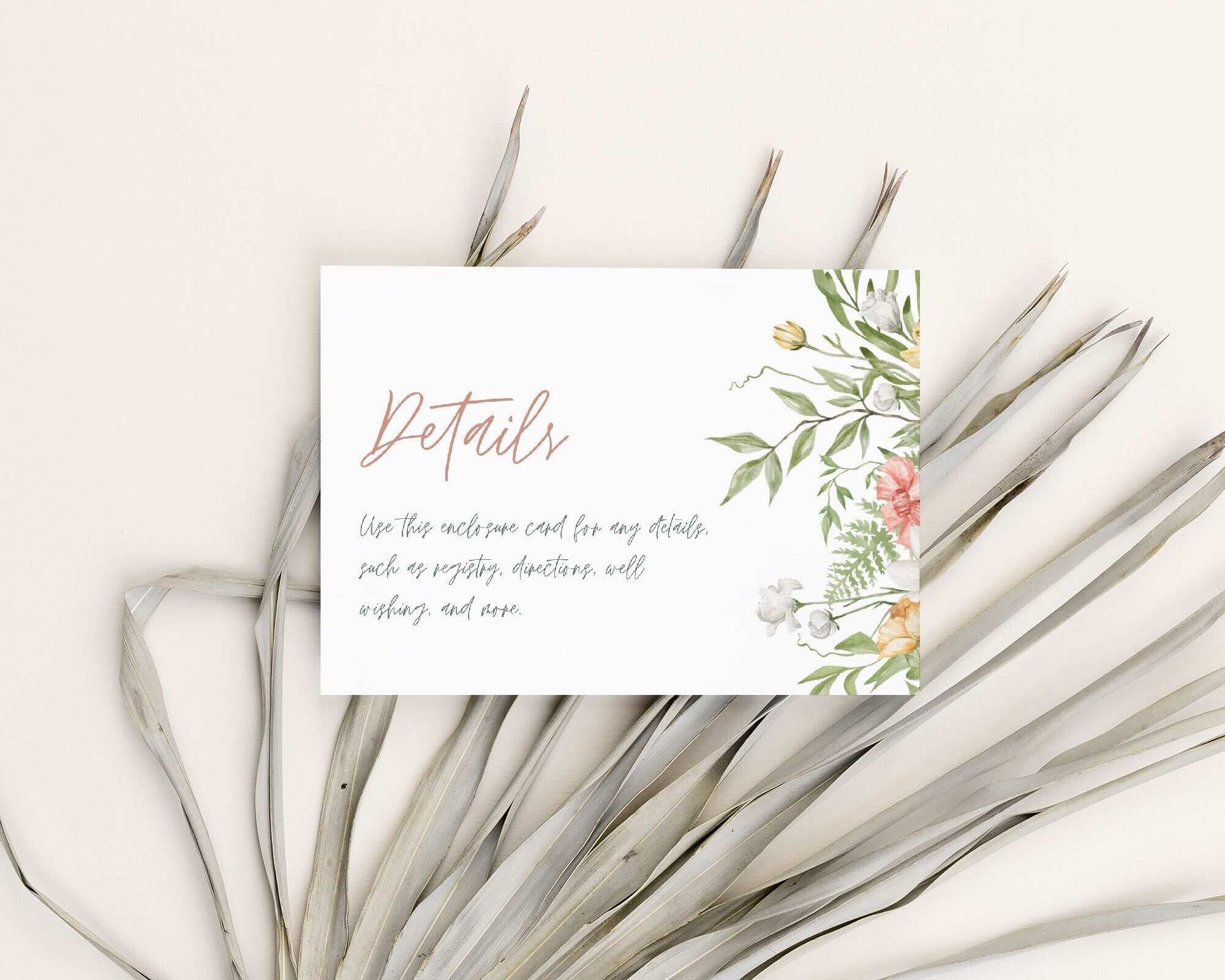 Spring Floral Details Card / INSTANT DOWNLOAD / Wildflower Details Card ...