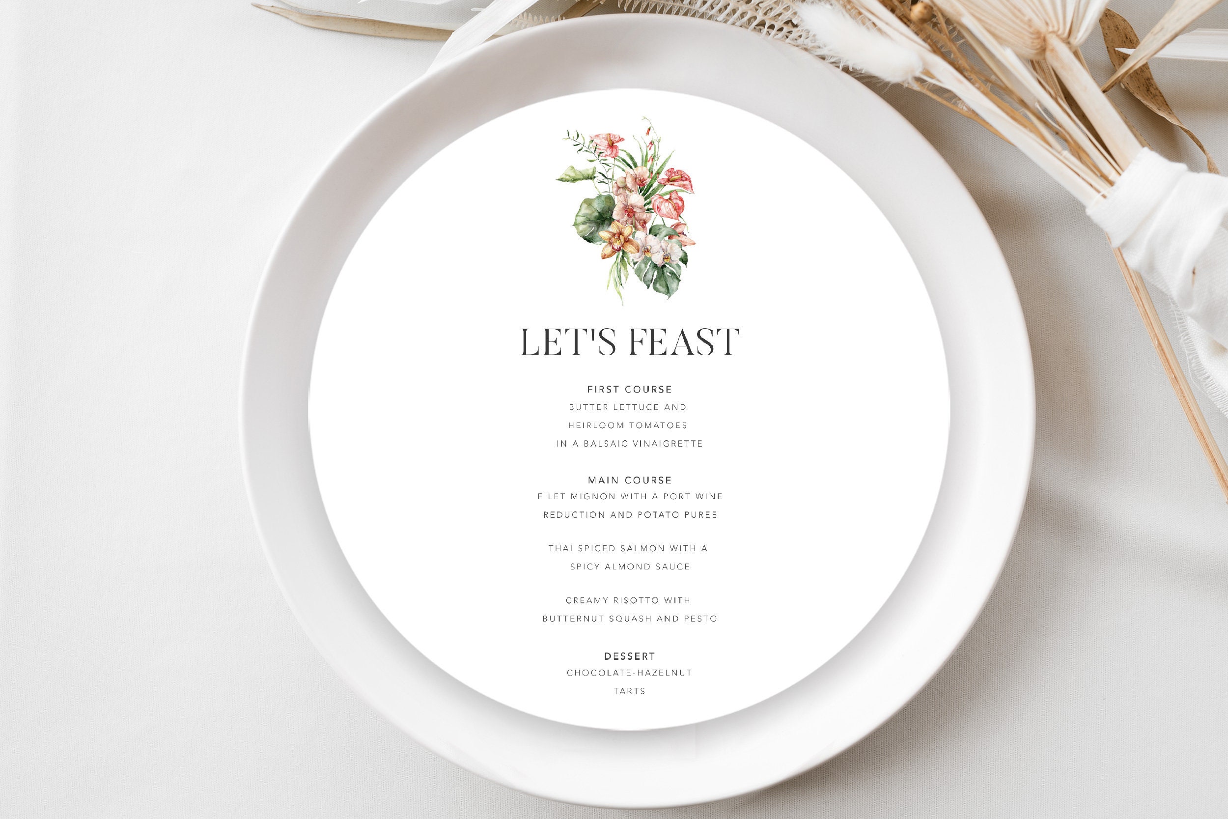 Luxe Tropical Round Menu Template / INSTANT DOWNLOAD / Tropical Garden ...
