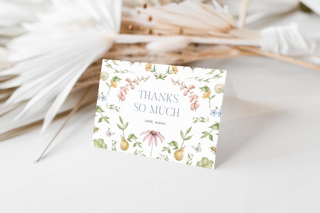 Secret Garden Thank You Card / INSTANT DOWNLOAD / Cottage Floral Thank ...