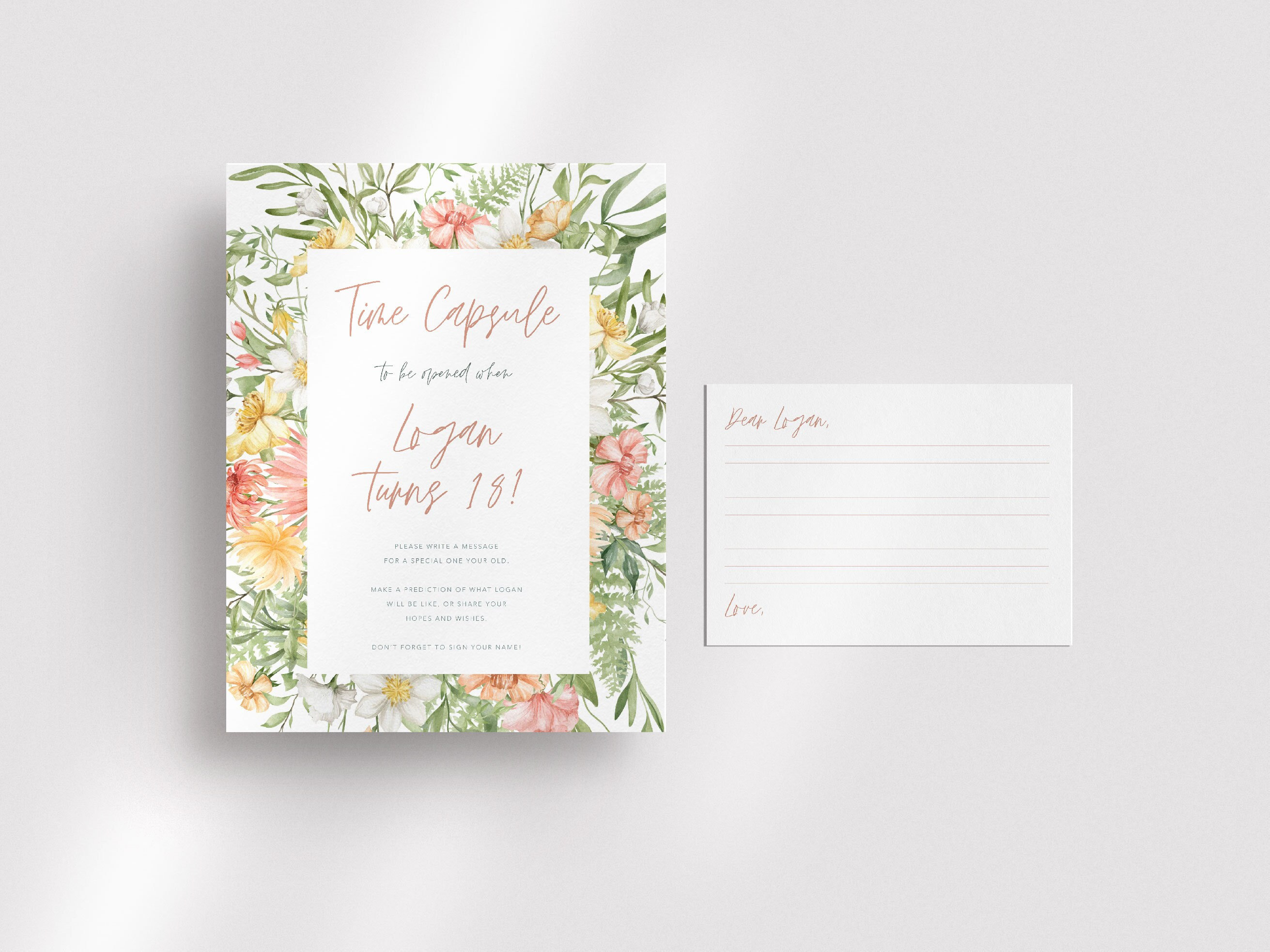 Spring Floral Time Capsule Sign + Message Card | Wildflower First ...