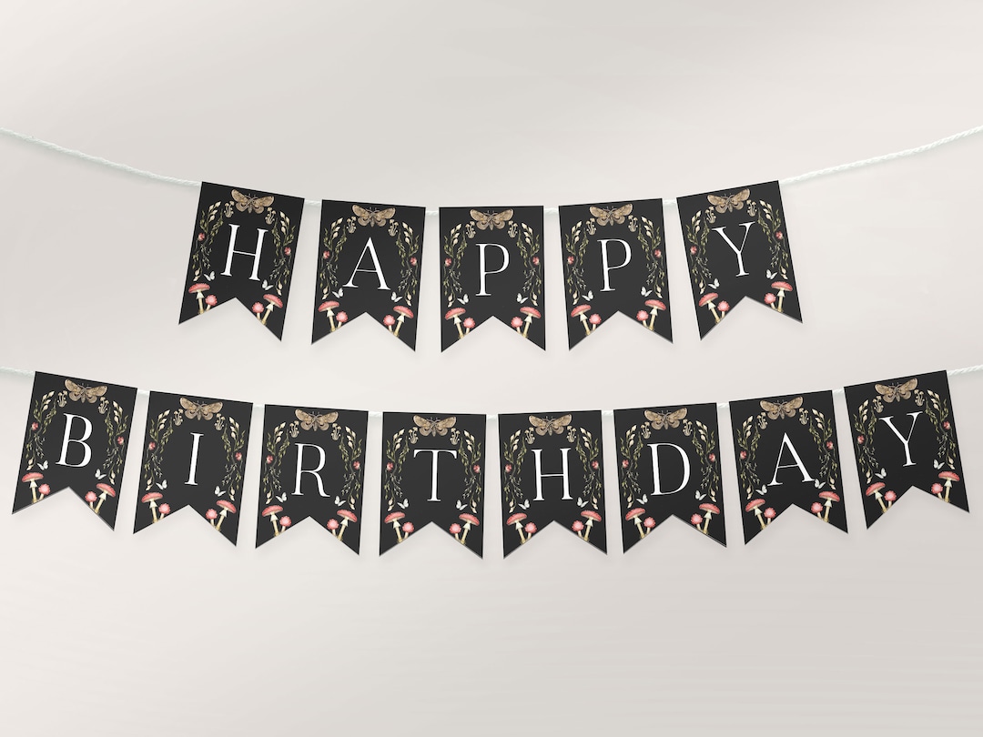 Happy Birthday Editable Banner / INSTANT DOWNLOAD / Moody Forest Party ...