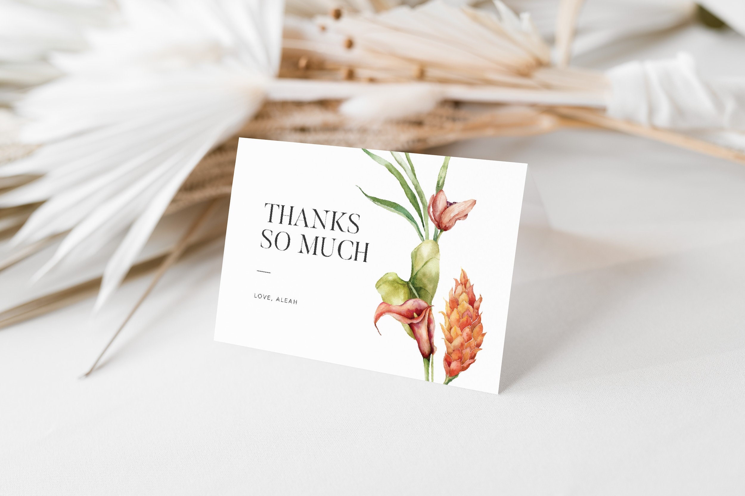 Luxe Tropical Thank You Card / INSTANT DOWNLOAD / Spring Tropical Thank ...