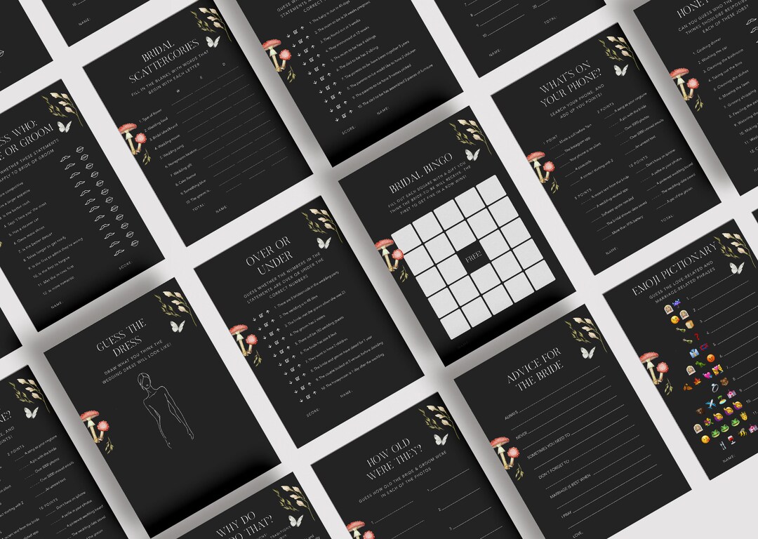 Moody Forest Bridal Shower Games, Printable Bridal Shower Games ...