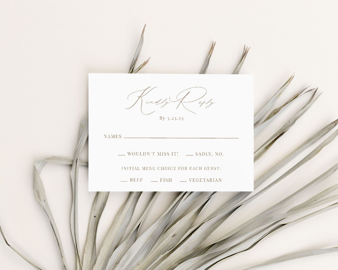 Classic Minimal Rsvp Card Template / INSTANT DOWNLOAD / Simple Sophisticated Rsvp Card Printable ...