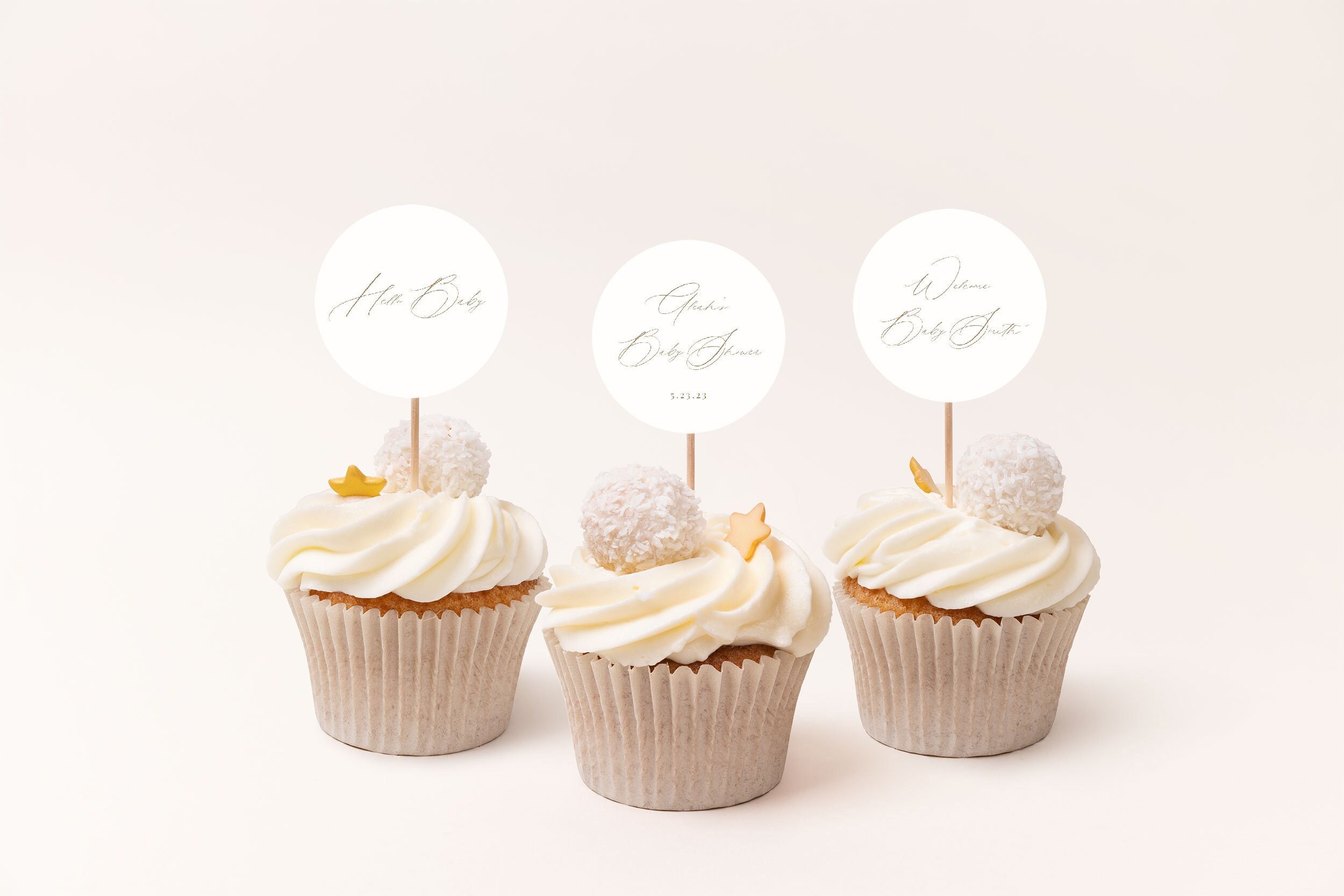 Classic Minimalist Cupcake Toppers / Baby Shower Cupcake Toppers ...