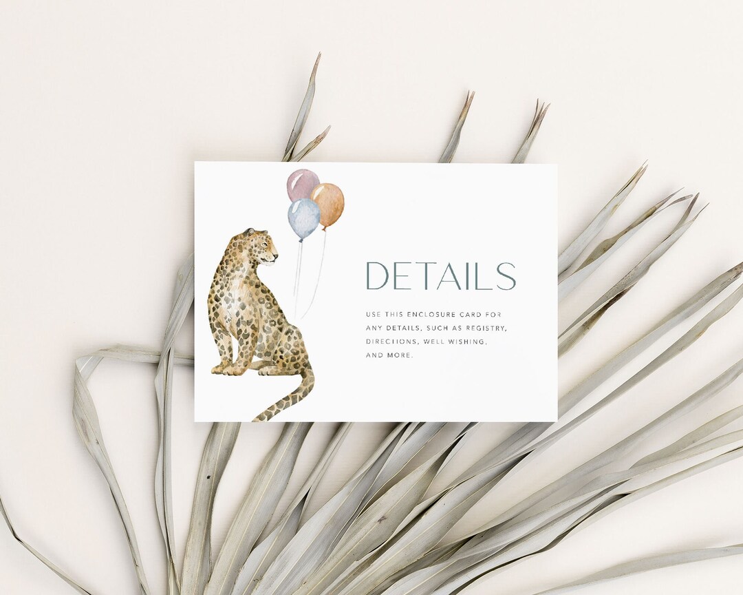 Zoo Details Card / INSTANT DOWNLOAD / Safari, Zoo + Animal-themed ...