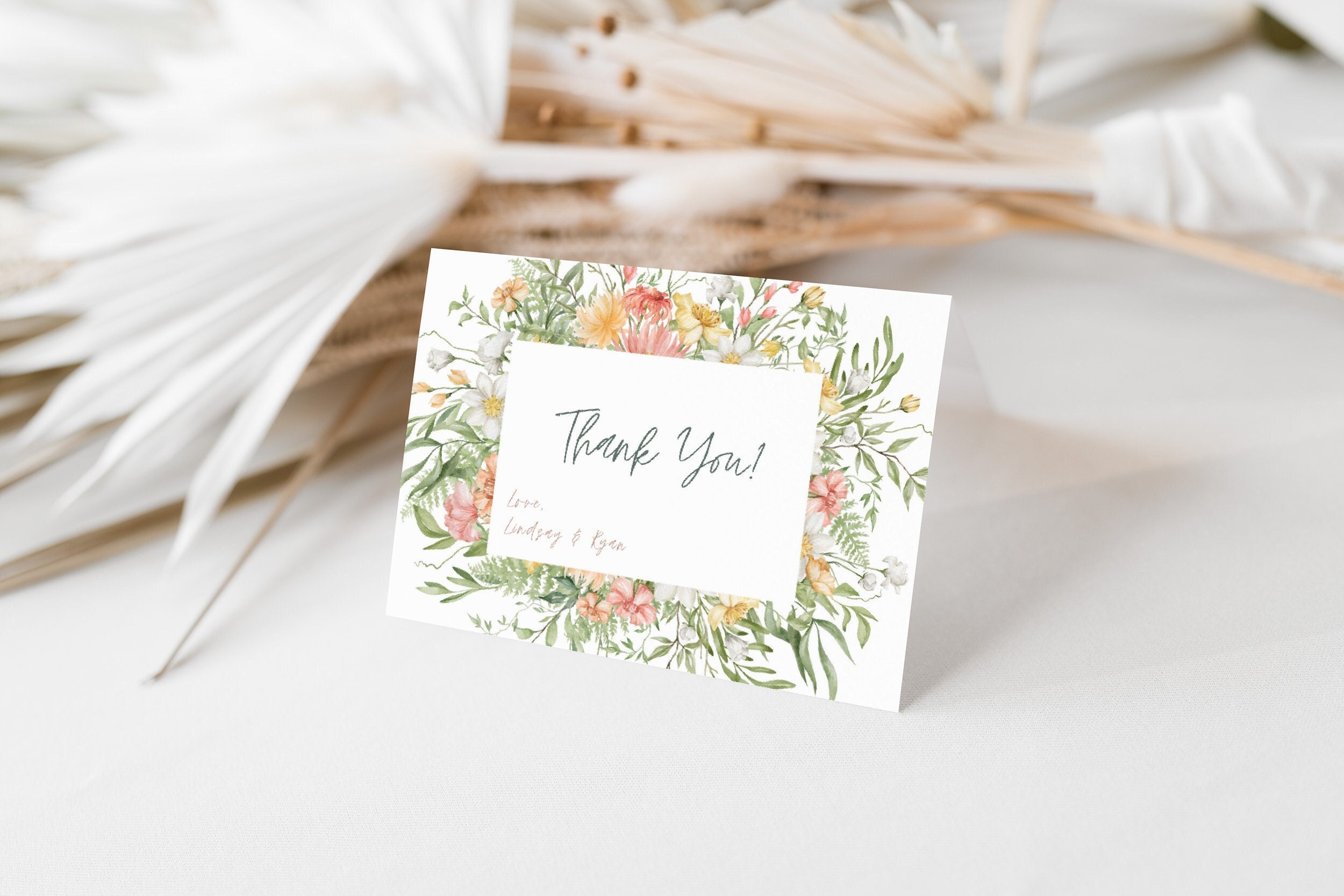 Spring Floral Thank You Card / INSTANT DOWNLOAD / Wildflower Floral ...