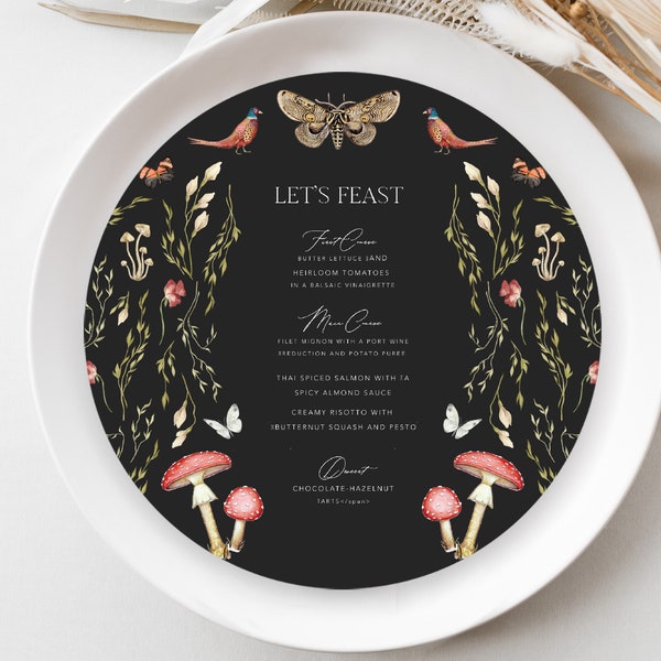 Enchanted Menu Template - Etsy