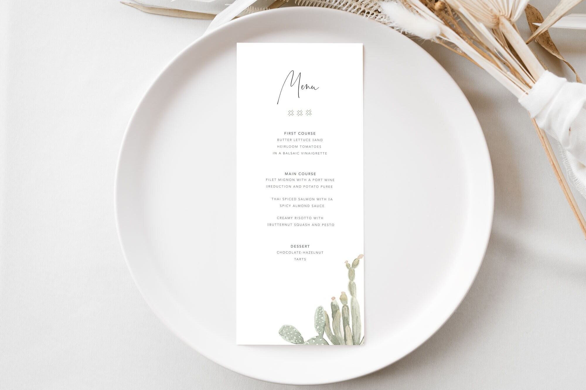 Desert Menu Card Template / INSTANT DOWNLOAD / Boho Cactus Menu ...