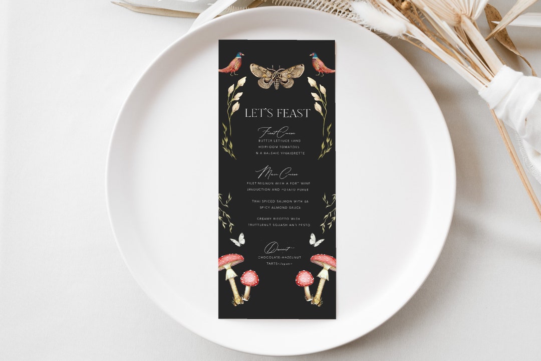 Moody Forest Menu Template / INSTANT DOWNLOAD / Wild Mushroom Menu ...