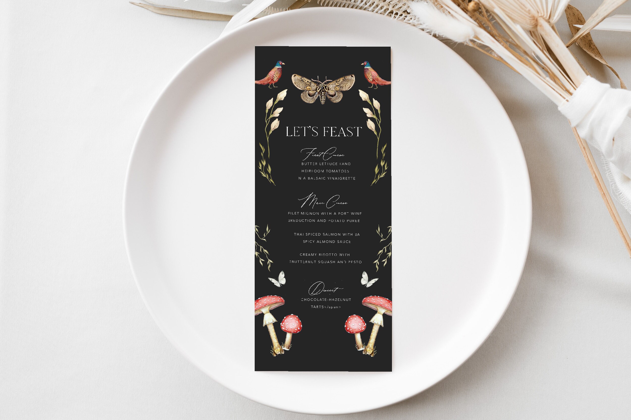 Moody Forest Menu Template / INSTANT DOWNLOAD / Wild Mushroom Menu ...