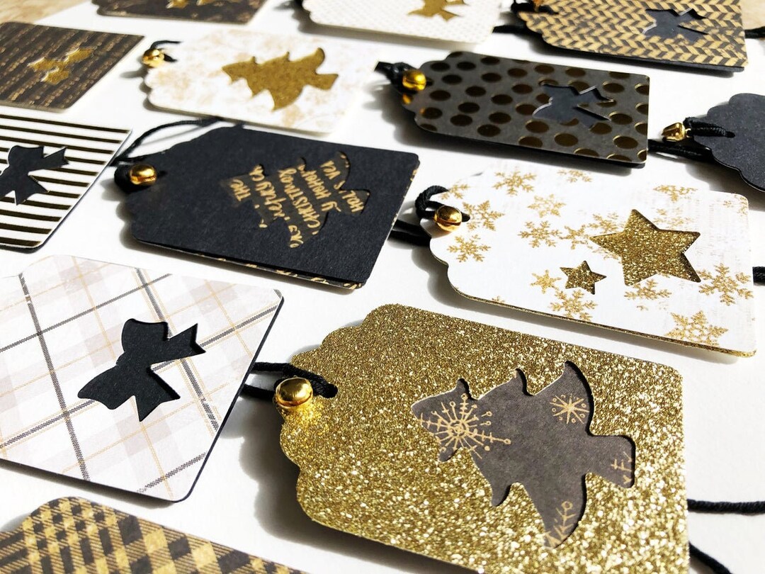 Handmade Black and Gold Christmas Gift Tags – Glitter and Shimmer ...