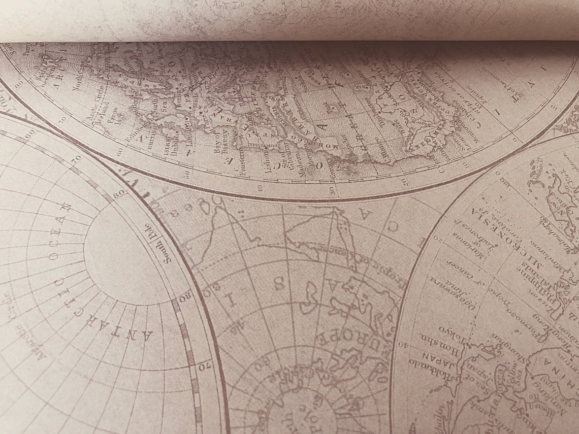 World Map Printed Kraft Tissue Paper X5 Vintage Atlas Gift | Etsy