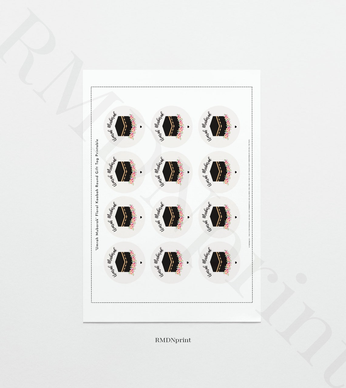 Umrah Mubarak Floral Islamic Printable Tags Stickers, Omra Cupcake Cake ...