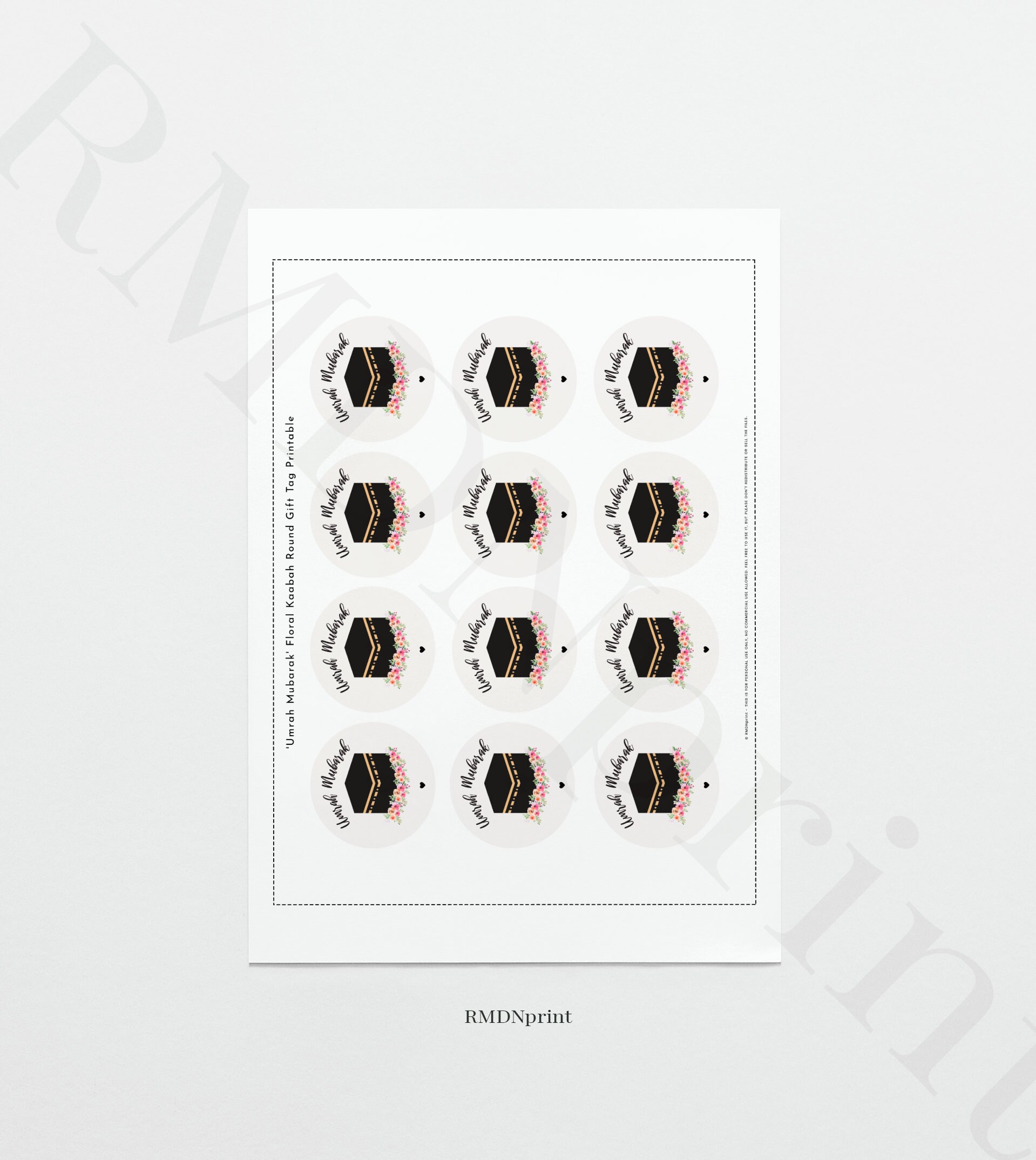 Umrah Mubarak Floral Islamic Printable Tags Stickers, Omra Cupcake Cake ...