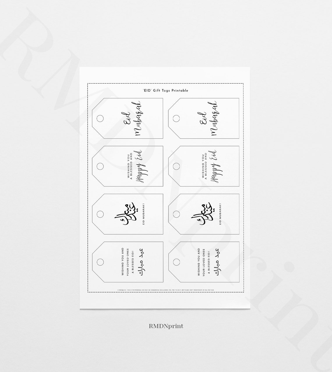 4x Eid Gift Tags Printable 2 X 3.5 Eid Mubarak | Etsy
