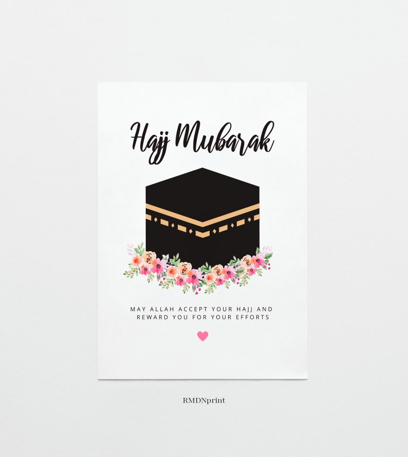 Hajj Mubarak Floral Islamic Printable Greeting Cards Hadj - Etsy