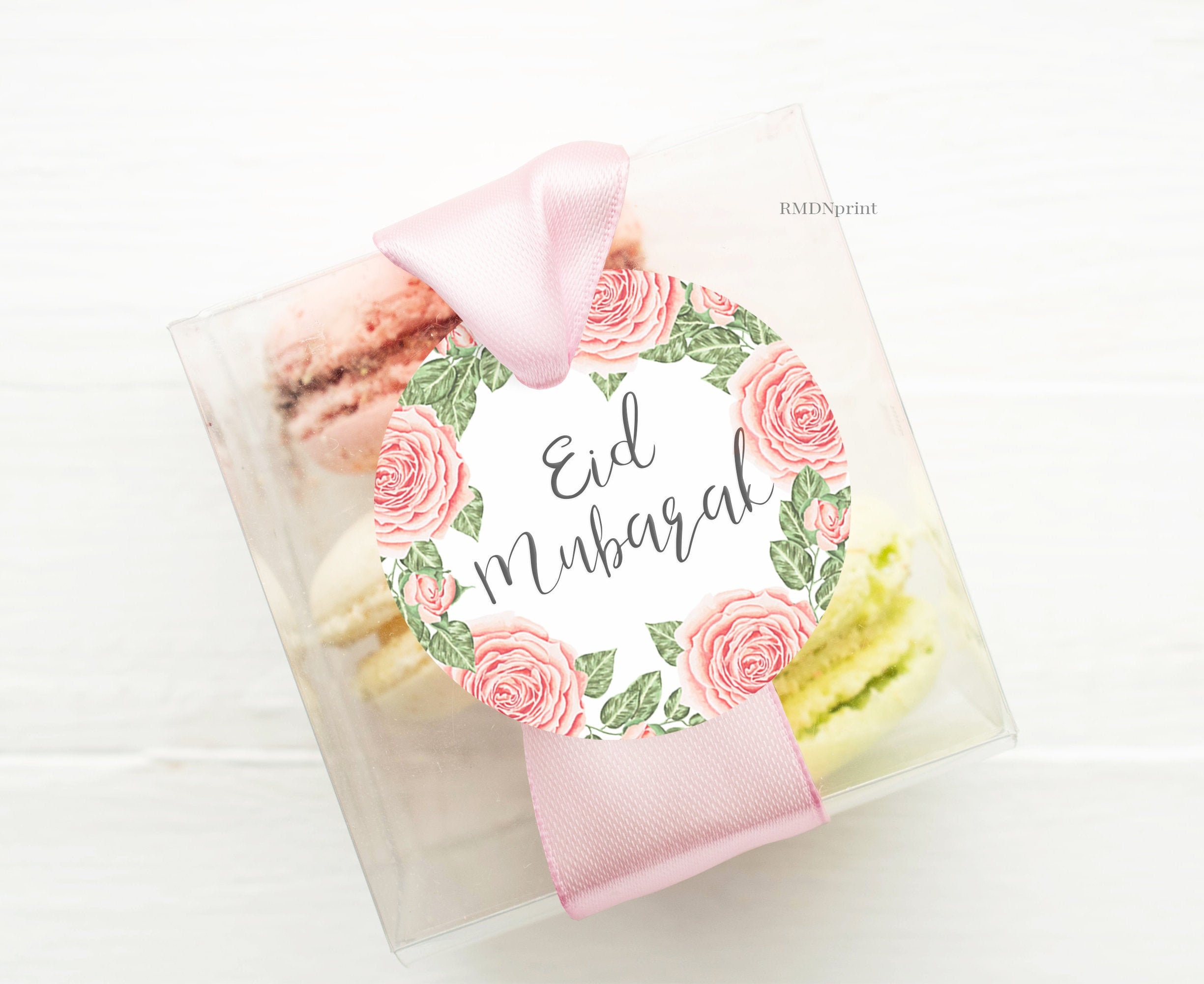 Floral Eid Round Gift Tags Printable 2", Eid Mubarak Circle Gifts Tag ...