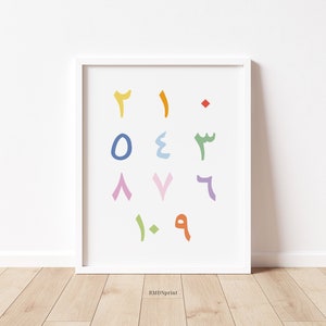 Arabic Numbers Number Printable, Colorful Rainbow Homeschooling Nursery ...