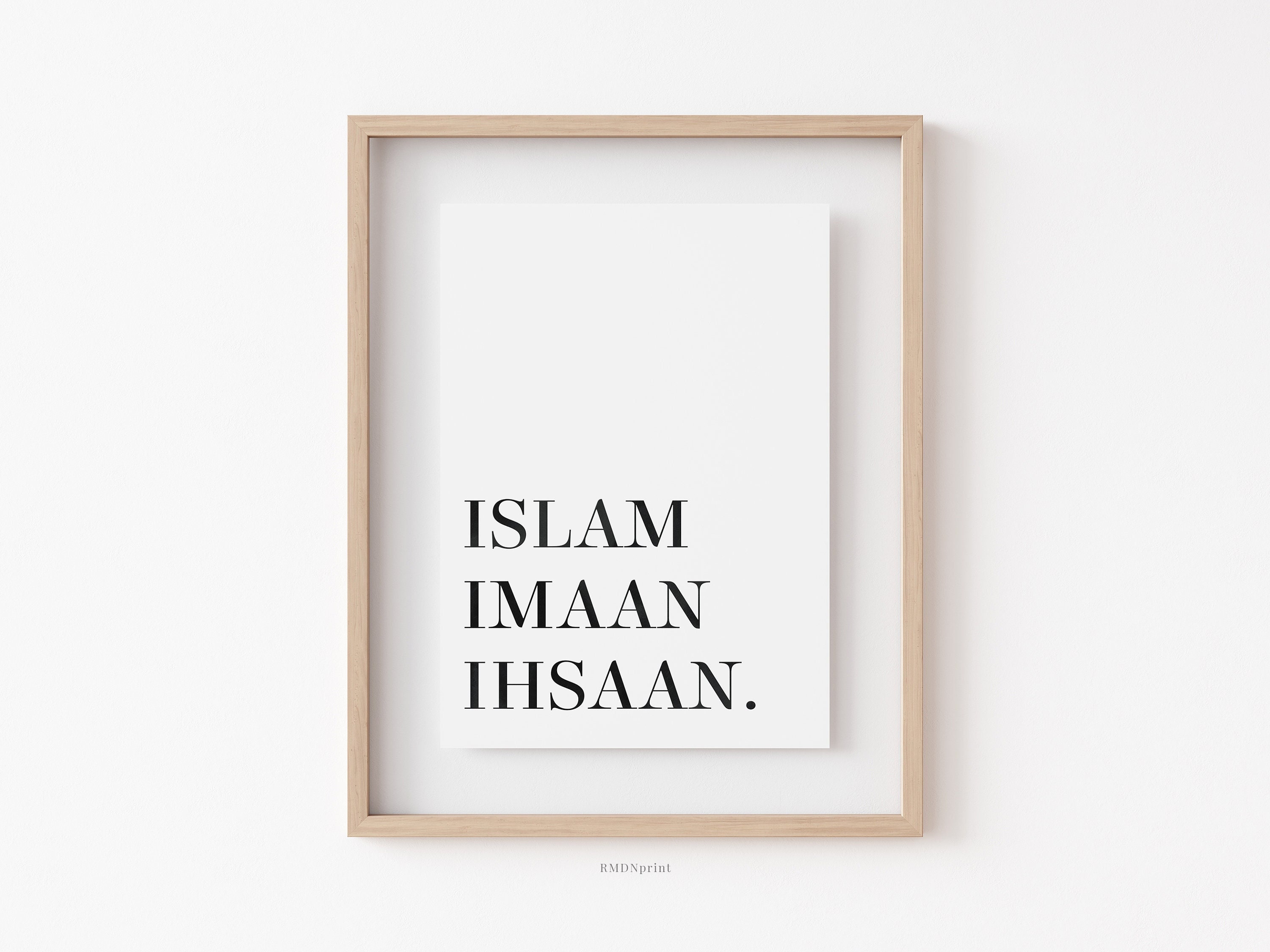Islam Imaan Ihsaan Print, Minimalist Minimalistic Islaam Iman Ihsan ...