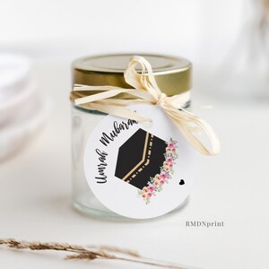 Umrah Mubarak Floral Islamic Printable Tags Stickers, Omra Cupcake Cake ...