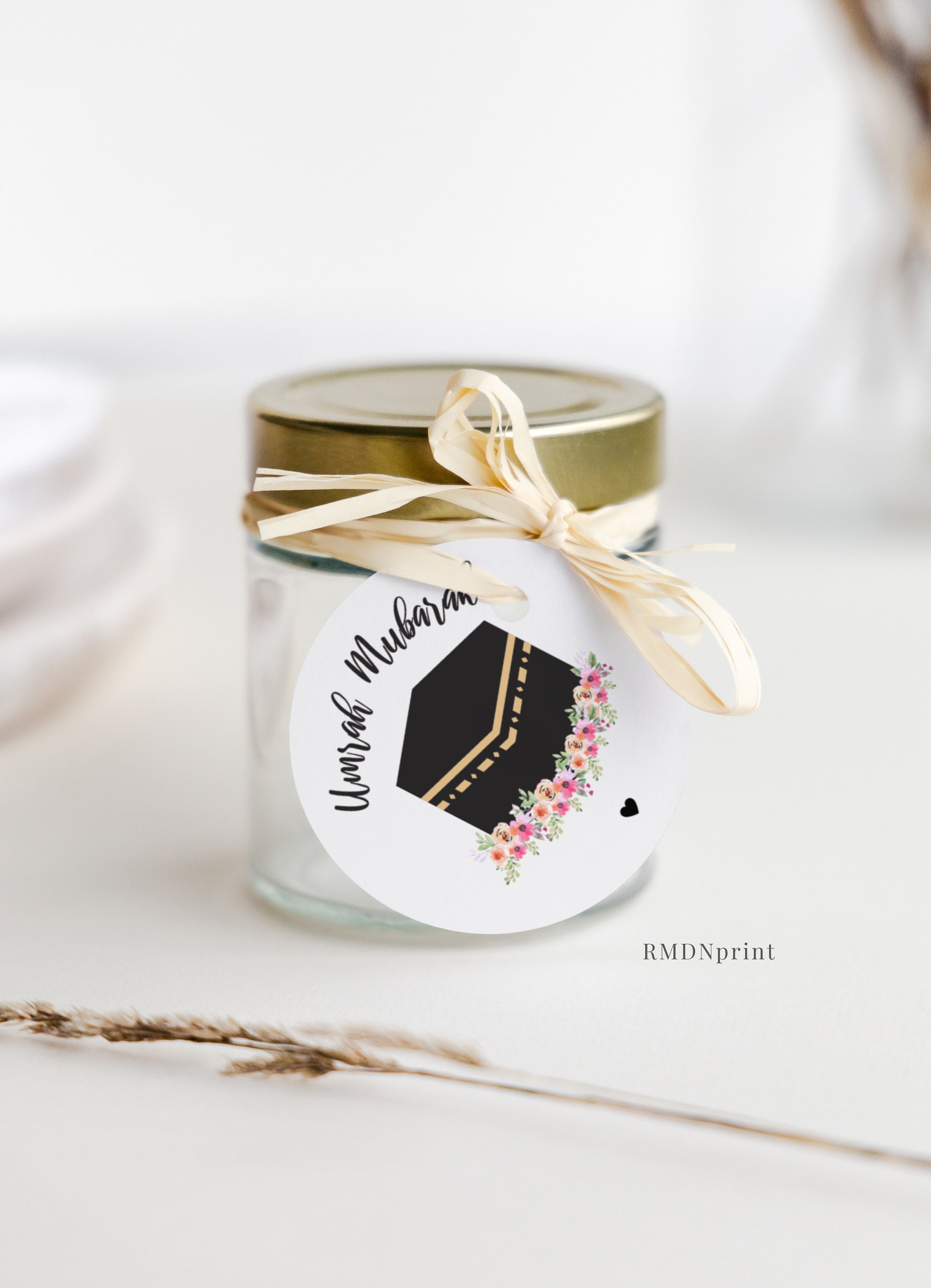Umrah Mubarak Floral Islamic Printable Tags Stickers, Omra Cupcake Cake ...