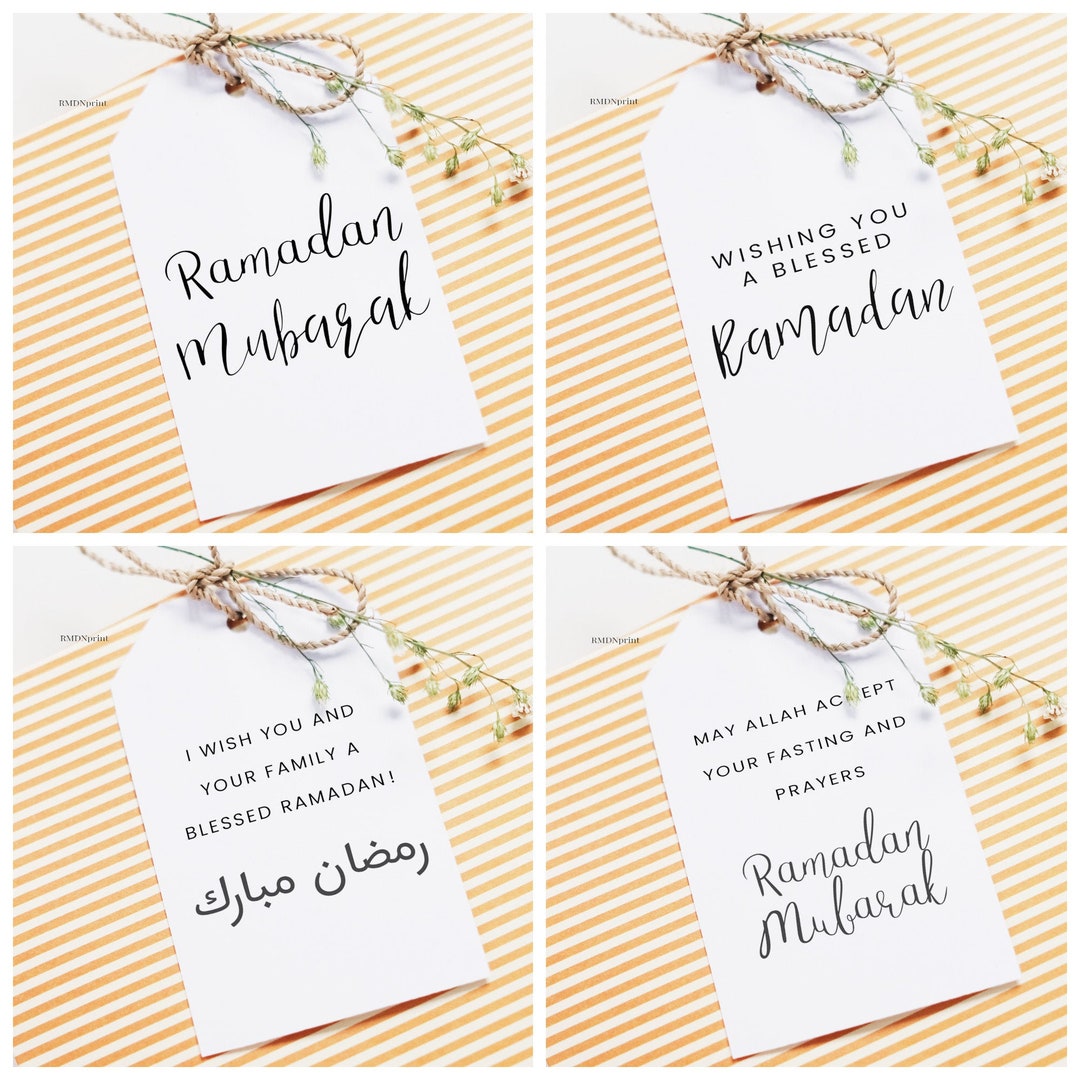 4x Ramadan Gift Tags Printable 2" X 3.5", Ramadan Mubarak Gifts Tag Set ...