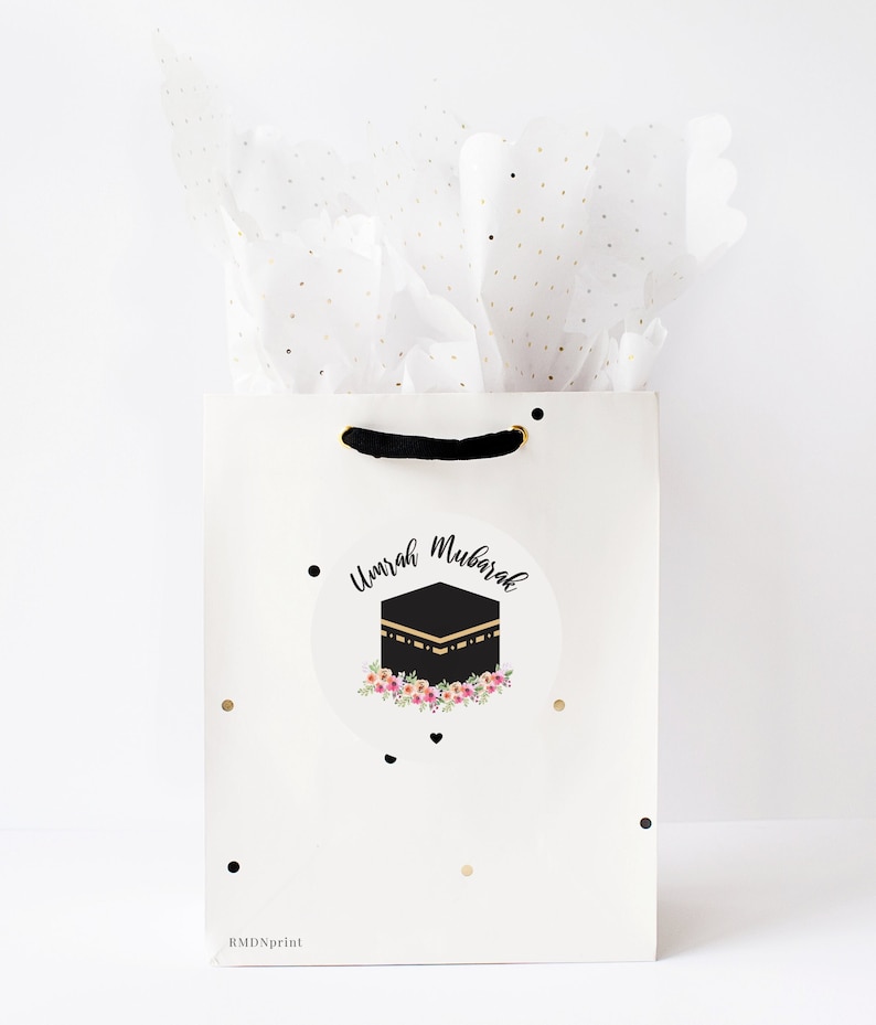 Umrah Mubarak Floral Islamic Printable Tags Stickers, Omra Cupcake Cake ...