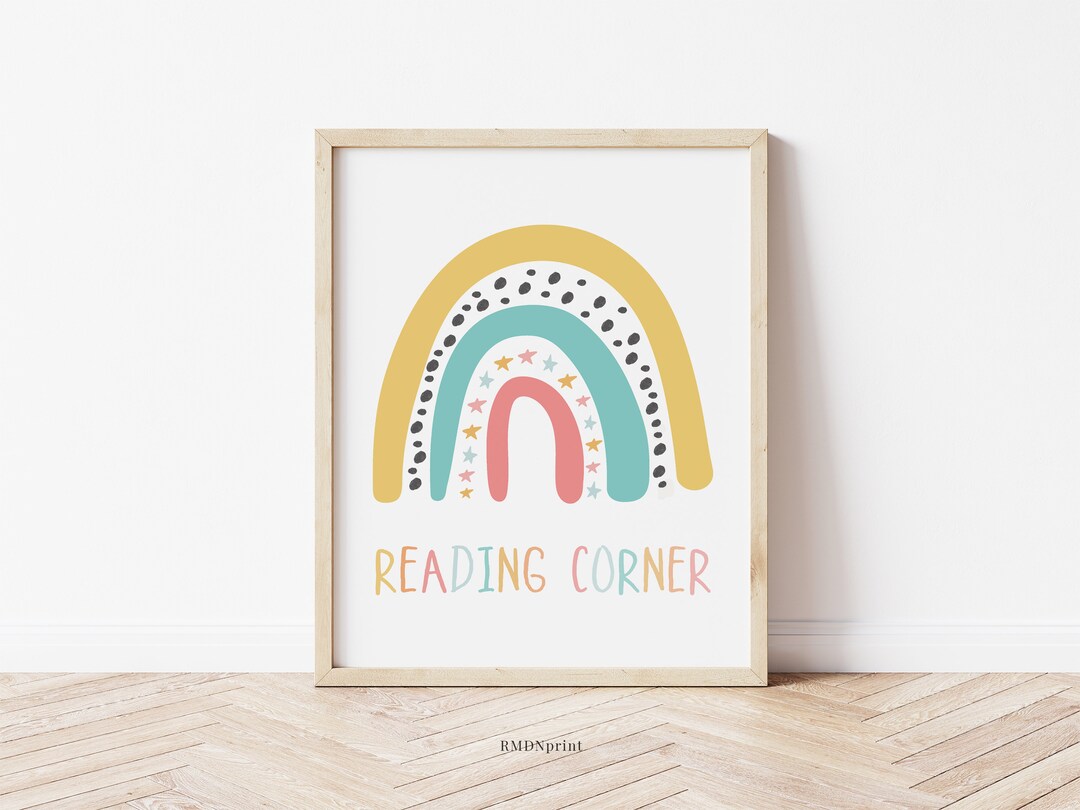 Reading Corner Rainbow Colors Print, Let's Read Poster Printable, Study ...